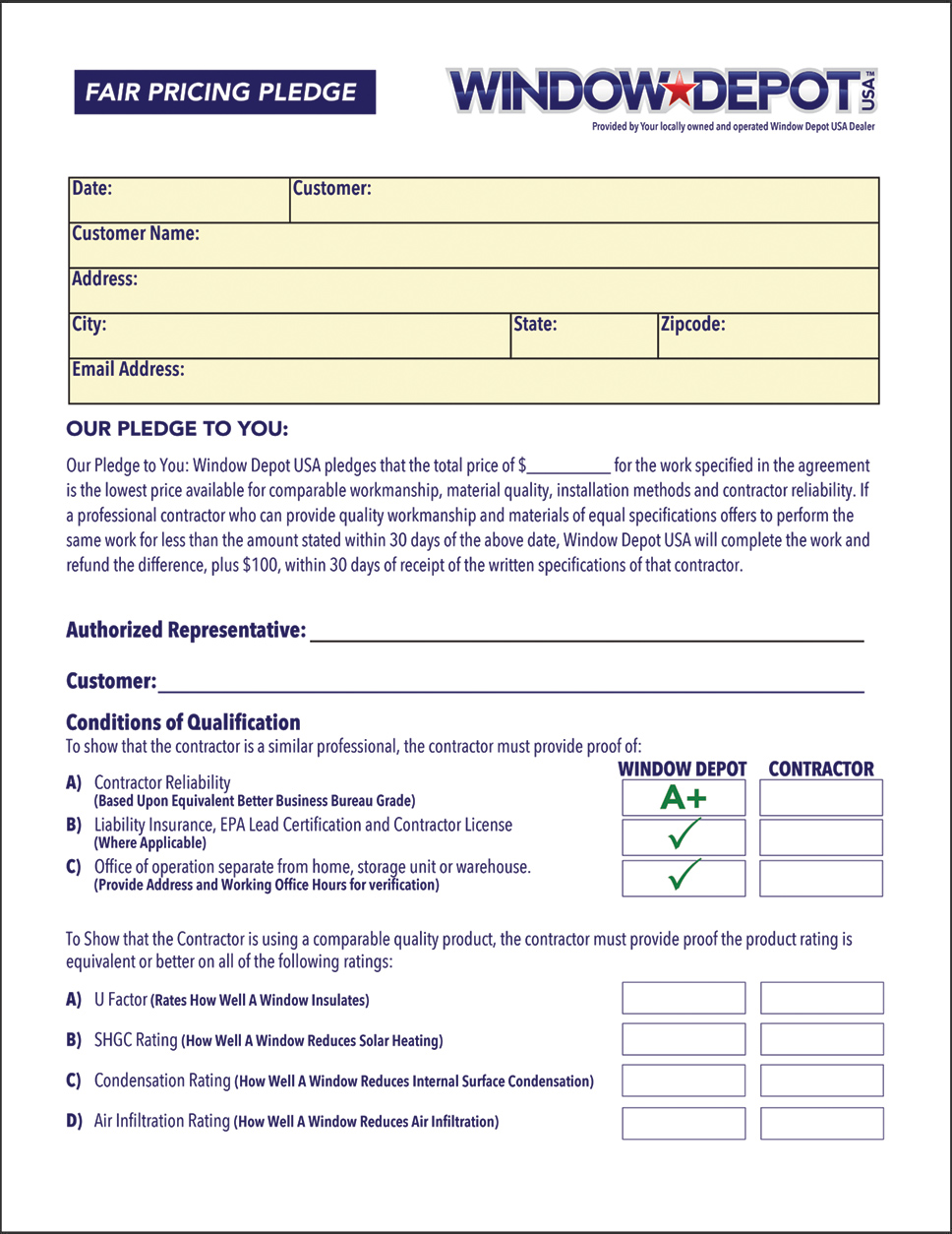Fair Pricing Pledge | windowdepotusa.partners